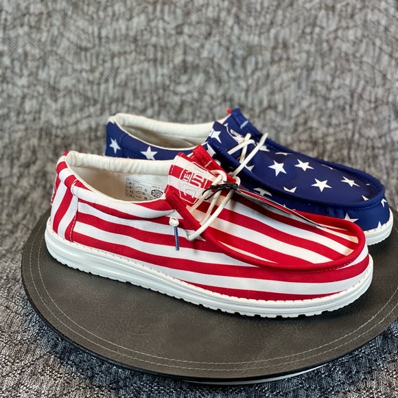 Hey Dude | Shoes | Hey Dude Wally Patriotic Sneakers Mens American Flag ...